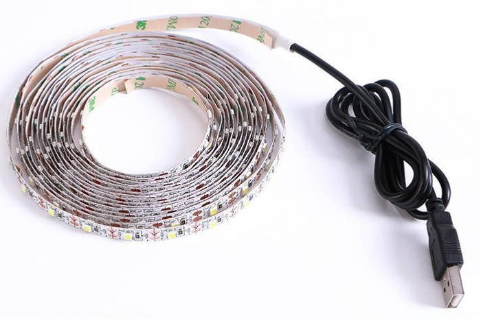 Купить Светодиодная LED лента белая USB ЮСБ 100см, 5V работает от павер ...