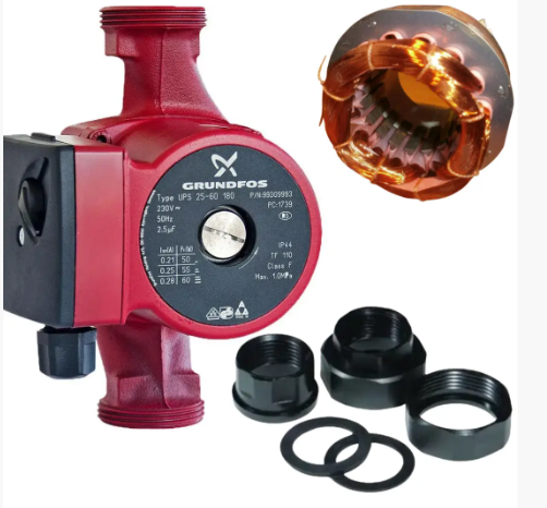 Насос циркуляционный для отопления чугунный с гайками Grundfos 25/4-180 ...