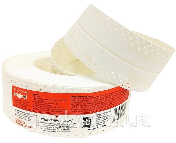 Стрічка Strait Flex Original паперова перфорована для швів та кутів гіпсокартону ширина 61 мм ...