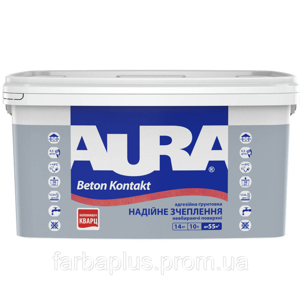 Адгезионная Грунтовка Бетон Контакт AURA Beton Kontakt 1,4кг. — Купить ...