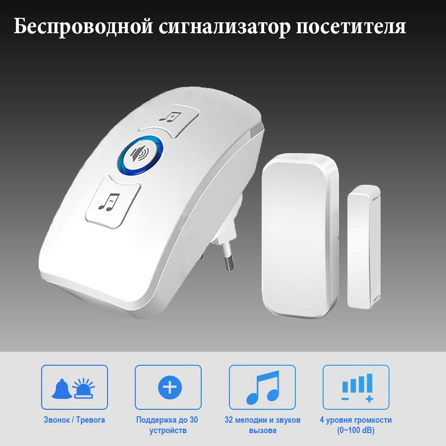 Беспроводной сигнализатор о посетителе при открытии двери D01WH (ID ...