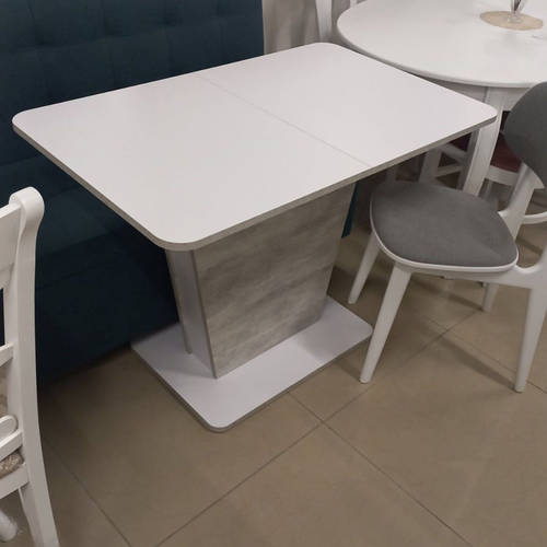 Маленький прямоугольный белый матовый раздвижной стол Атлант 110-145х68 ...