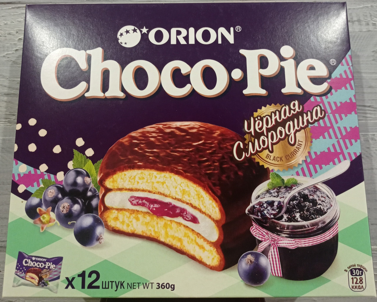 Choco Pie Orion Чоко пай чорна смородина 12 шт 360 гр Id 1820386440
