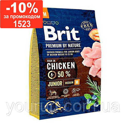 Brit Premium Dog Junior M для щенков и молодых собак средних пород 3 кг ...