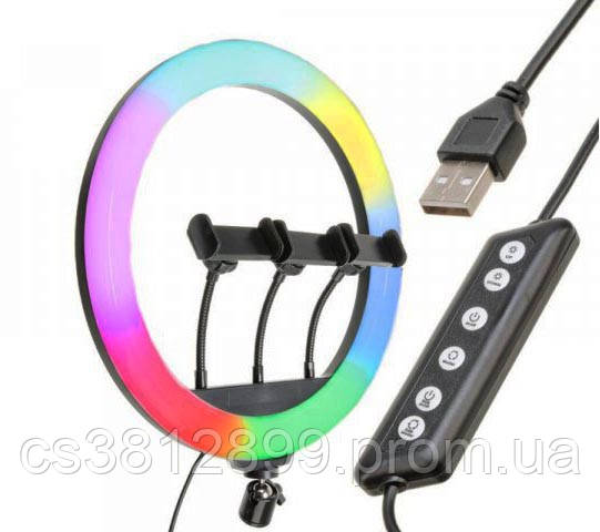 Купити Кільцева LED RGB лампа 36 см з тримачем телефону 3шт, 16 різнокольорових режимів Led RGB ...