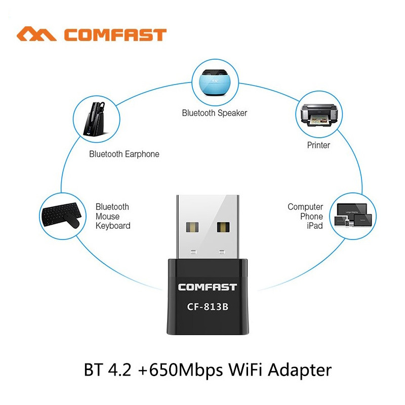 Купить Usb адаптер Comfast Bt Wifi 650mbps для ноутбуков ПК Dual Band 2 4g 5g цена 710 грн