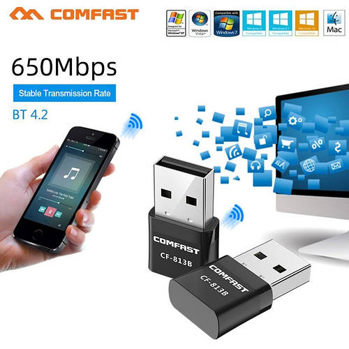 Купить Usb адаптер Comfast Bt Wifi 650mbps для ноутбуков ПК Dual Band 2