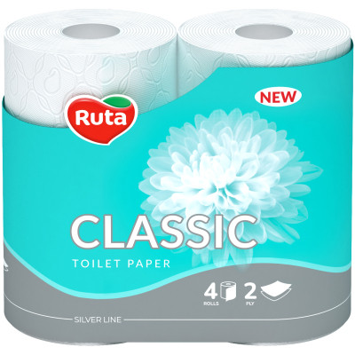 Туалетная бумага Ruta Classic 2 слоя Белая 4 рулона (4820023740044) (ID#1822638912), цена: 101 ...