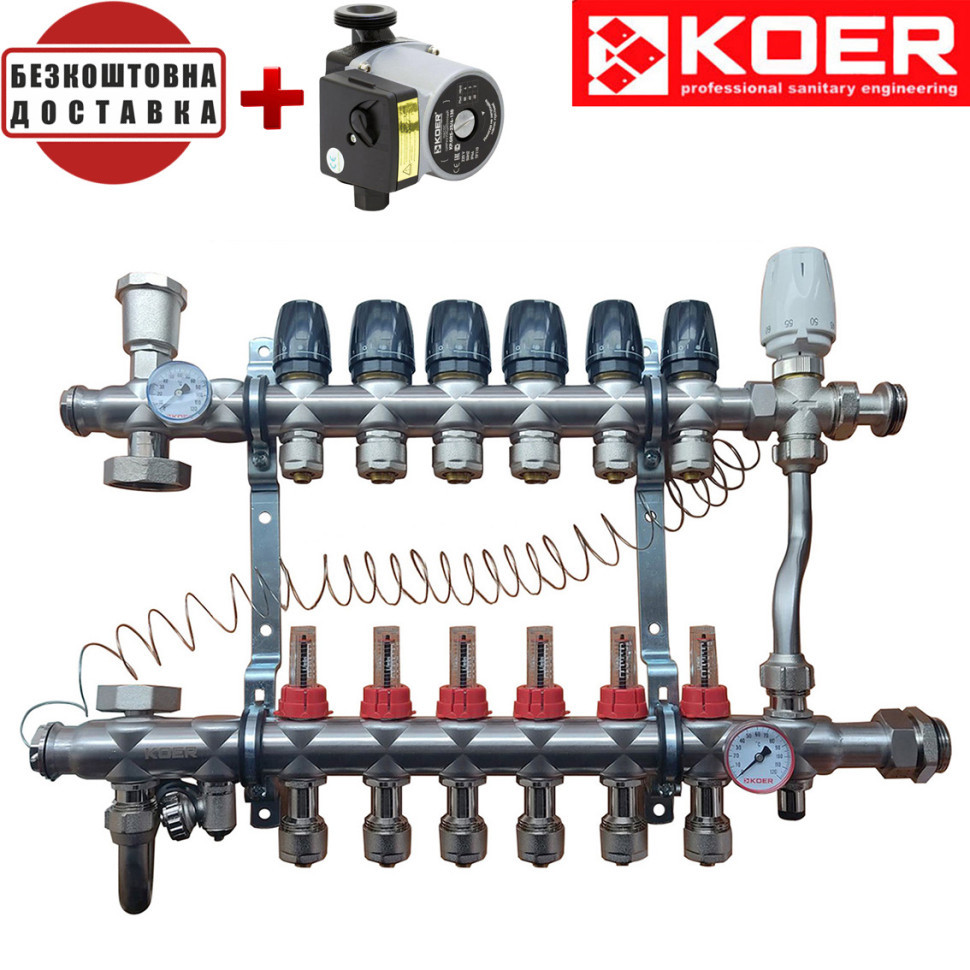 Колекторний вузол у зборі для системи "ТЕПЛИЙ ПОВ" з 3-ходовим клапаном ...