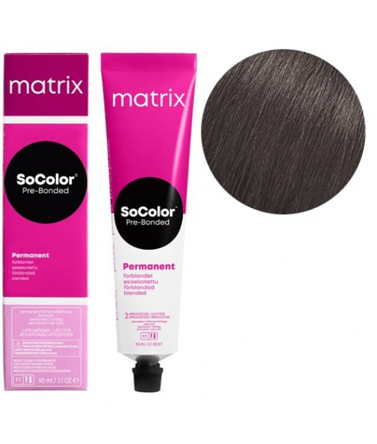 Стійка крем-фарба Matrix SoColor Pre-Bonded Power Cools 4AA Шатен ...