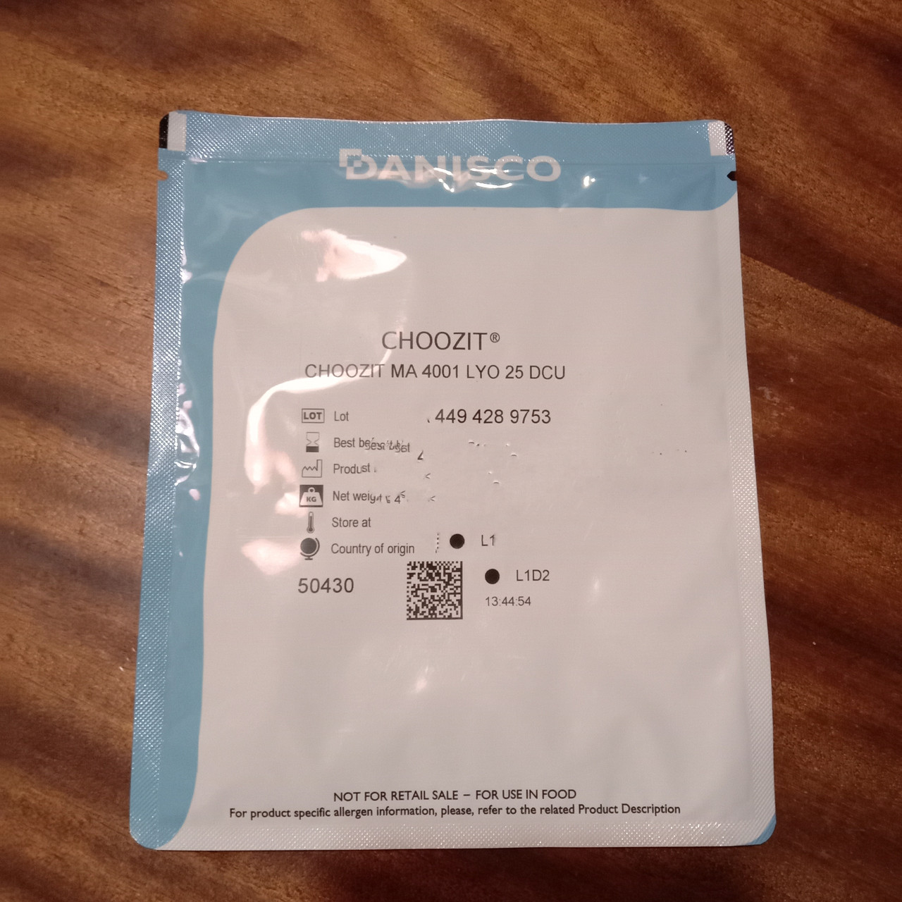 Мезо-термофільна закваска Danisco MA 4001, 25DCU на 500 літрів: продаж ...