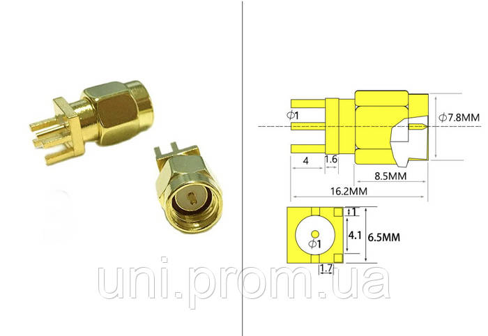 Wi-Fi гнездо SMA male под пайку PCB wifi (ID#1824793190), цена: 185 ...