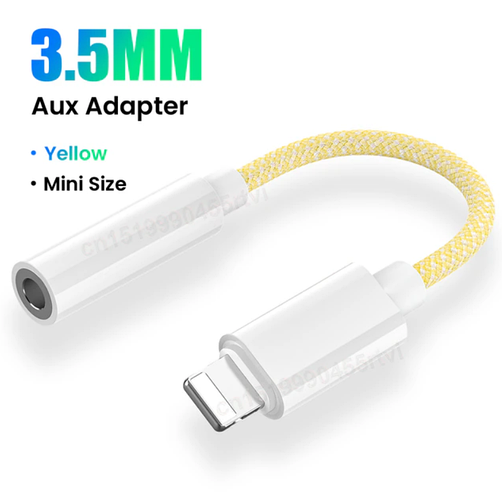 Переходник нейлоновый 3,5 мм AUX-кабель адаптер для iPhone (Желтый) (ID ...