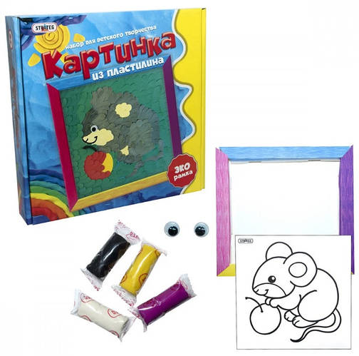 Купить Картинка з пластиліну "Мишеня" (рос.), в кор-ці 25см-25см-5см Стратег //, цена 64 ...