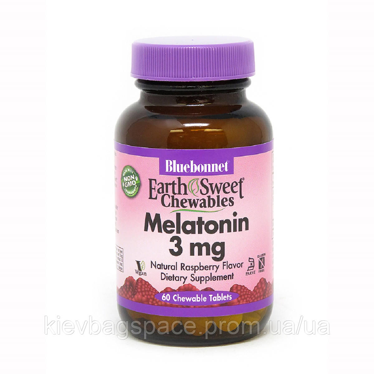 Мелатонин, Melatonin, 3 Мг, Bluebonnet Nutrition, EarthSweet, Малиновый ...