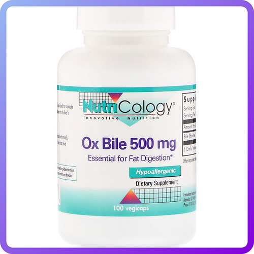 Бычья желчь Nutricology Ox Bile 500 мг 100 растительных капсул (344987 ...