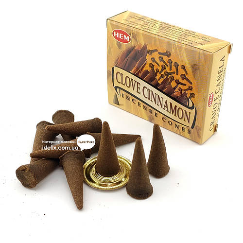 Благовония Clove Cinnamon HEM 10шт/уп. Арома-конусы Гвоздика и Корица (34642), цена: 23 ...