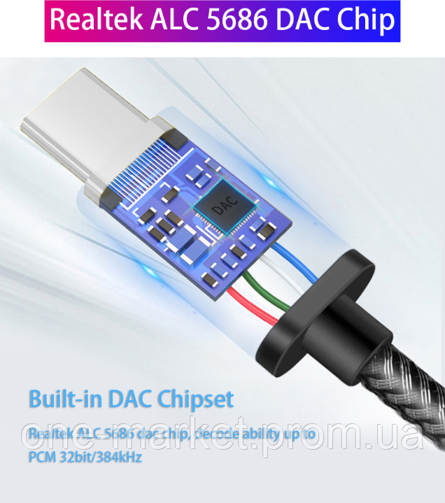 Купить ЦАП усилитель для наушников Realtek ALC5686 Type C to 3.5 мм ...