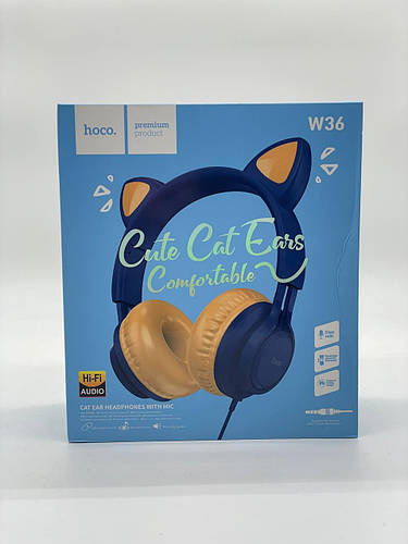 Купить Беспроводные наушники Hoco W36 Cat ear Midnight Blue, цена 375 ...