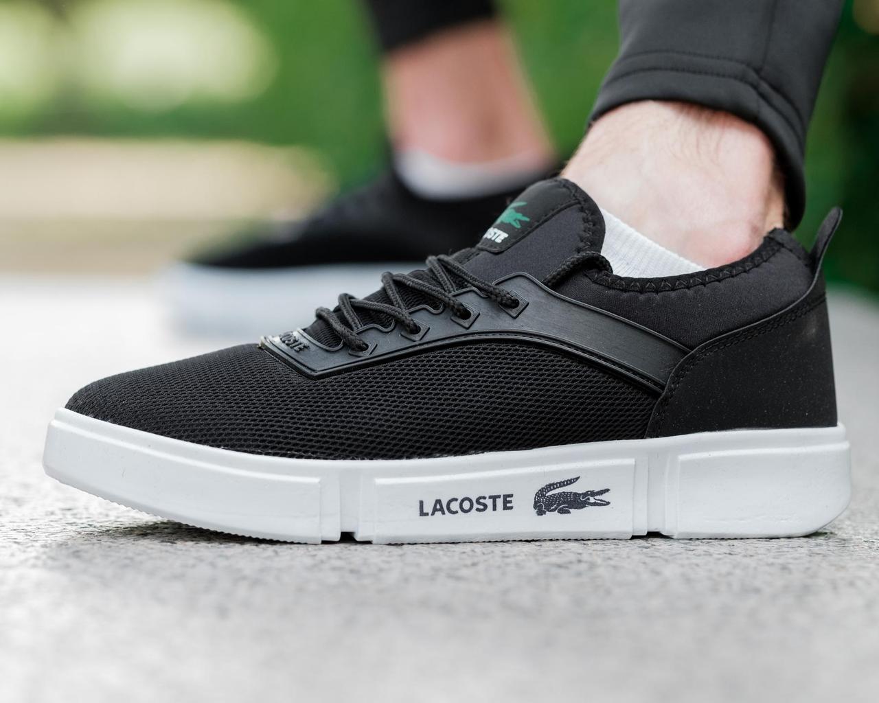 Купить Черные Мужские Кроссовки Лакоста Демисезон Lacoste - Black White ...