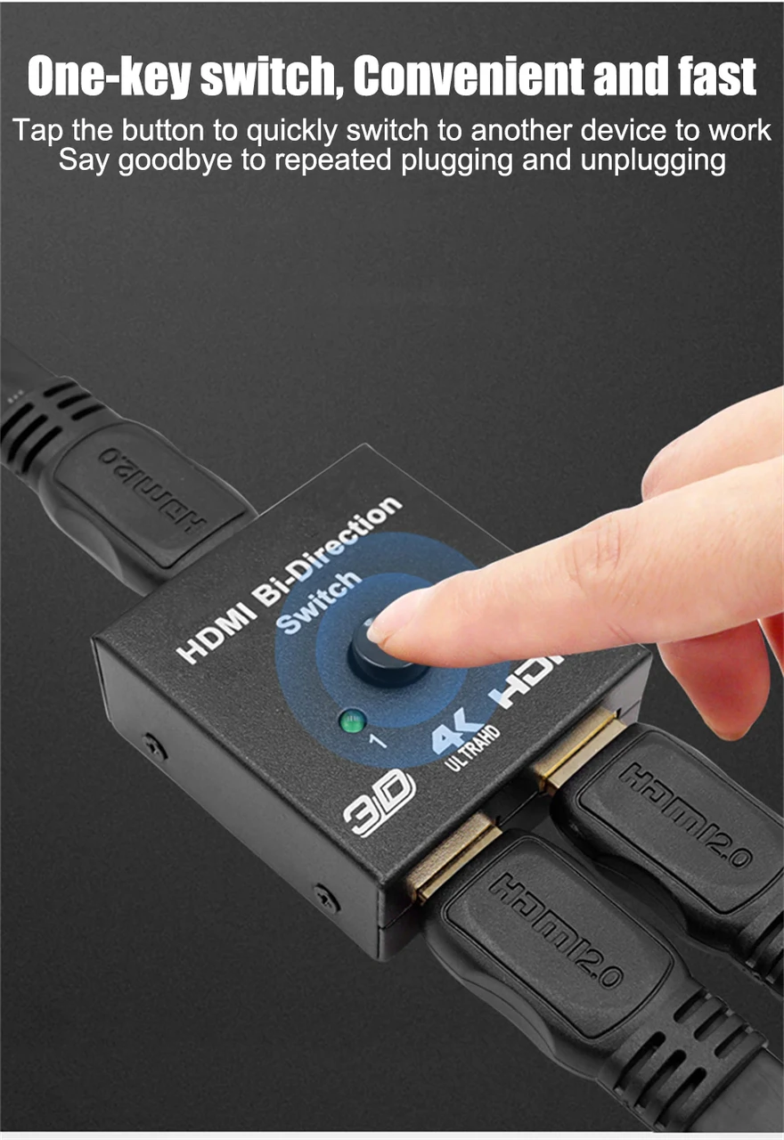 Купити 2 in 1 Splitter HD 1x2/2x1 Switch Connector HDMI сплітер, hub 2 ...