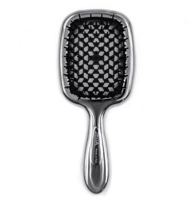 Janeke Superbrush Silver&Black Расческа для Волос Серебристая с Черным ...