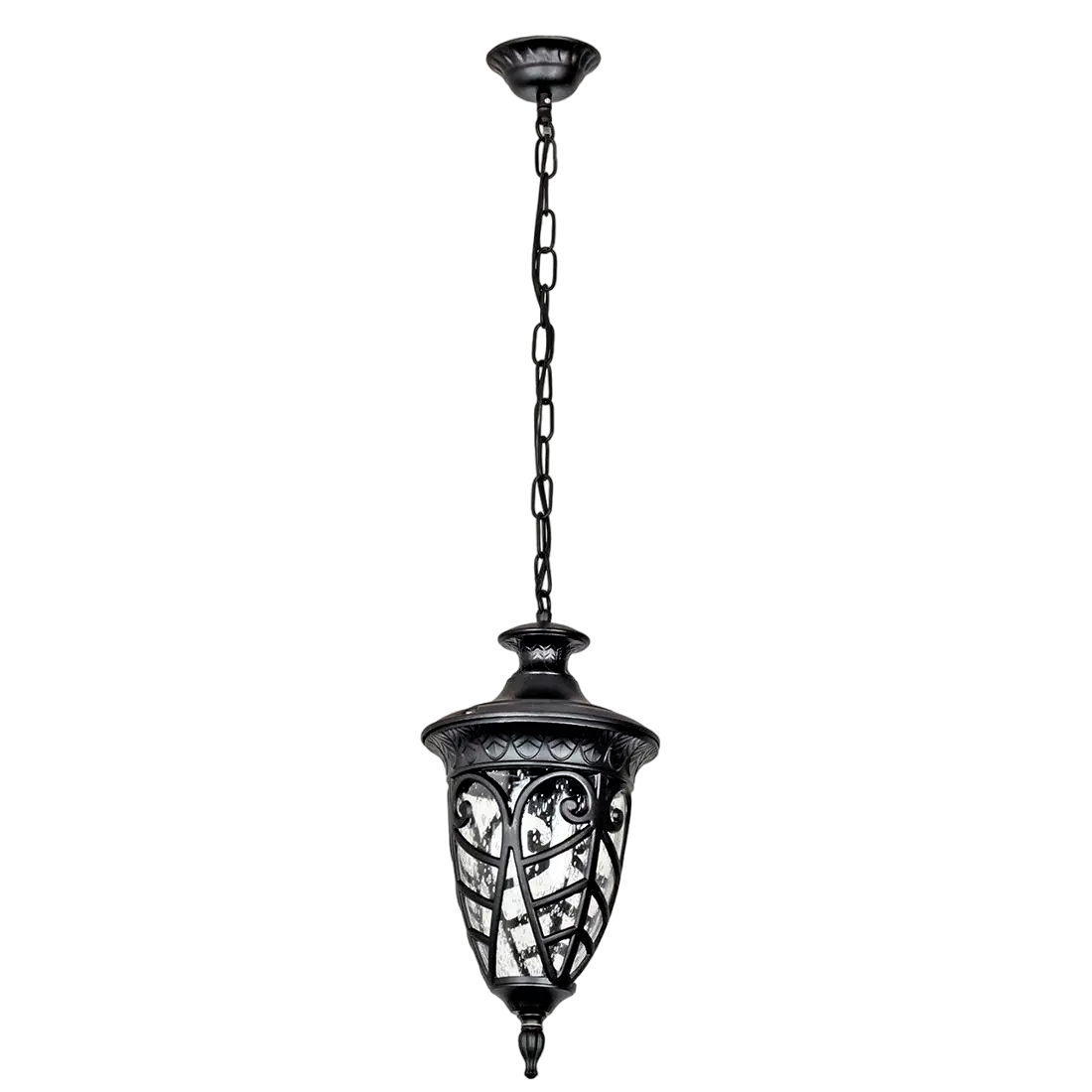 Подвесной уличный светильник на цепи черный 1 стеклянный плафон 100х18 ...