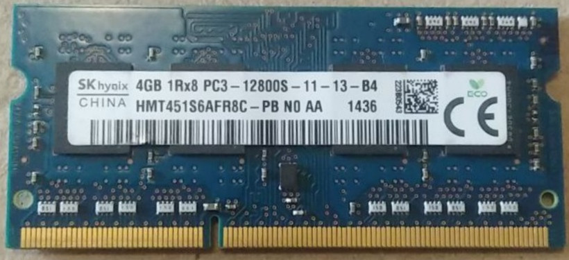 Оперативна пам'ять для ноутбука Hynix SO-DIMM DDR3 4GB 1600MHz PC3-12800 1Rx8 Б/В (ID#1832821999 ...