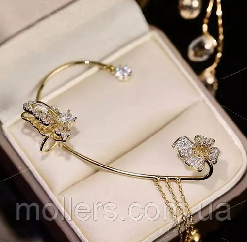 Каффа клипса без прокола с подвеской и стразами камнями, цена: 195 ...