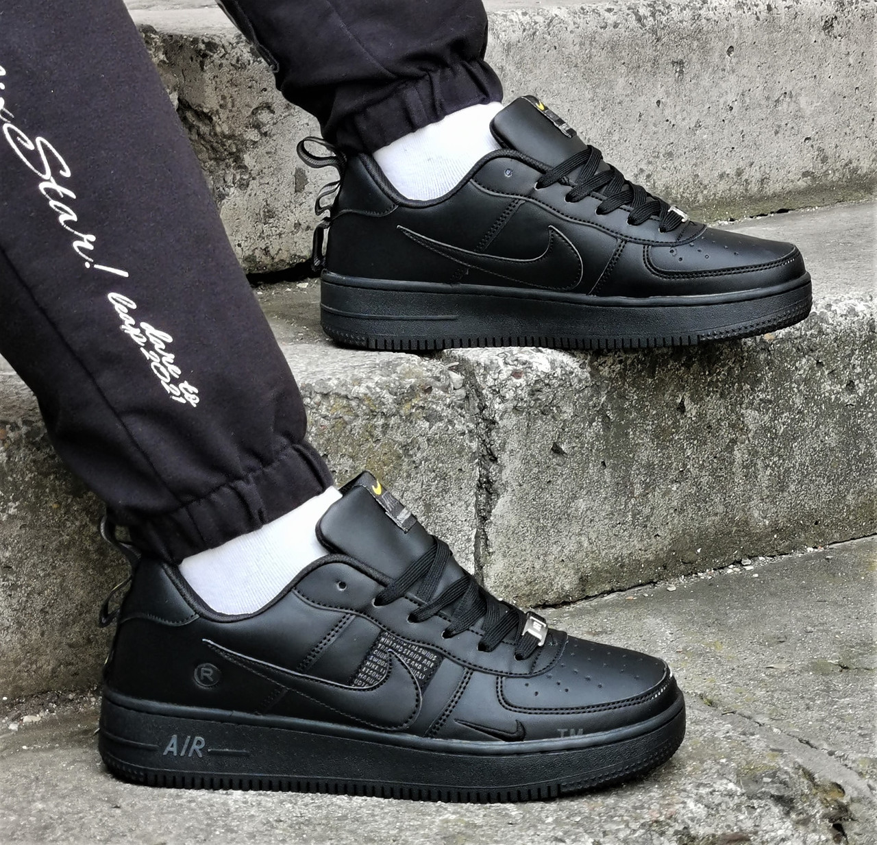 Кросівки N!ke Чорні Чоловічі Шкіряні Найки Форси (розміри: 41,42,43,44 ...