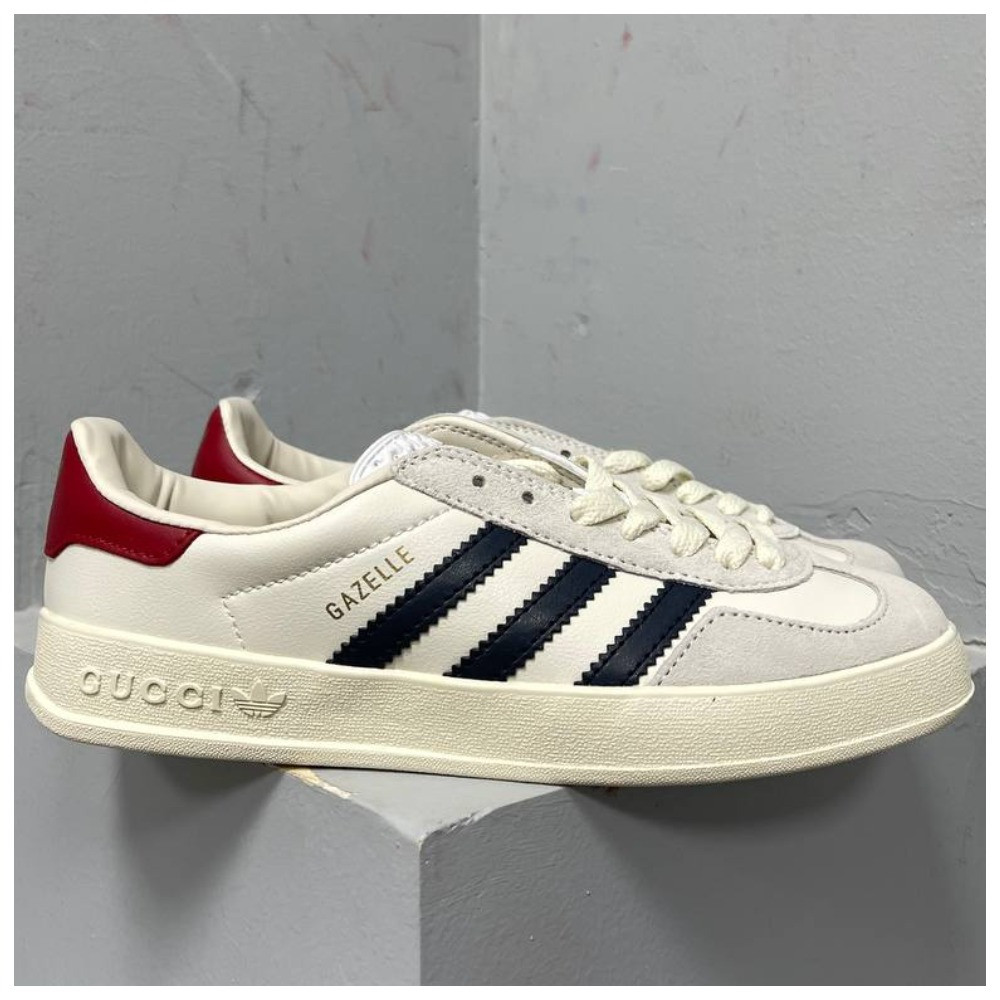 Женские кроссовки Adidas Gazelle x Gucci White, белые кожаные кроссовки ...