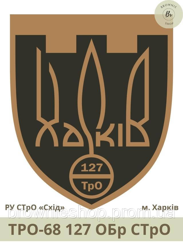 Шеврон ТРО 127 ОБр СТрО парадний щит. Нарукавний знак 127 окрема ...