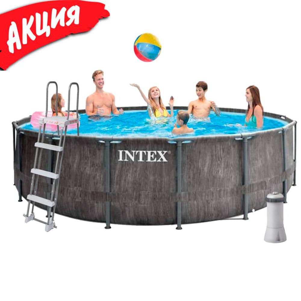 Каркасный бассейн Intex 26742 Prism Frame 457х122 см круглый для всей ...