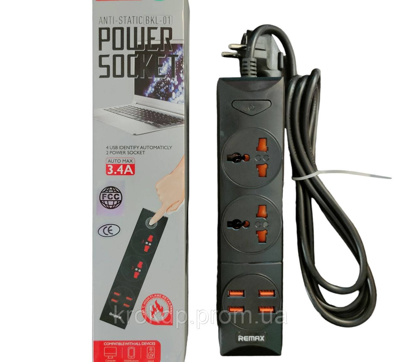 Удлинитель с USB для ПК и дома BKL-01 (2 SOCKET/ 4 USB) Сетевой фильтр ...