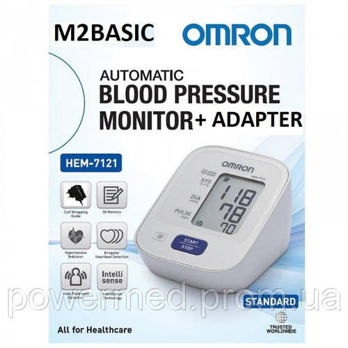 Тонометр автоматичний omron m2 basic (hem 7121) + адаптер й універсальна манжета Lux 22-32см ...