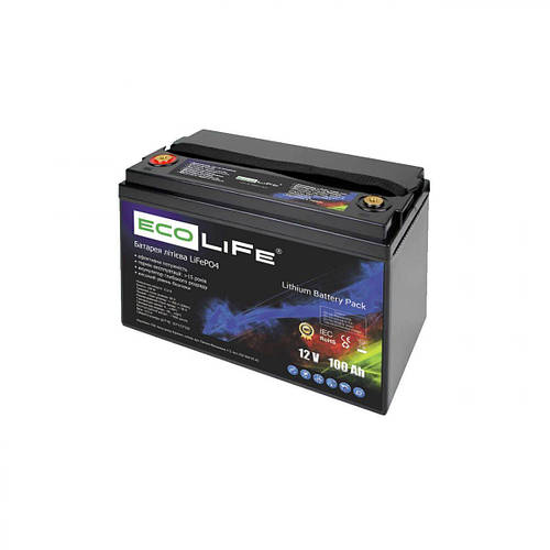 Купити Акумулятор EcoLiFe 12-100 LiFePO4 (напруга 12 В, ємність 100 А/год, 2000 циклів заряду ...