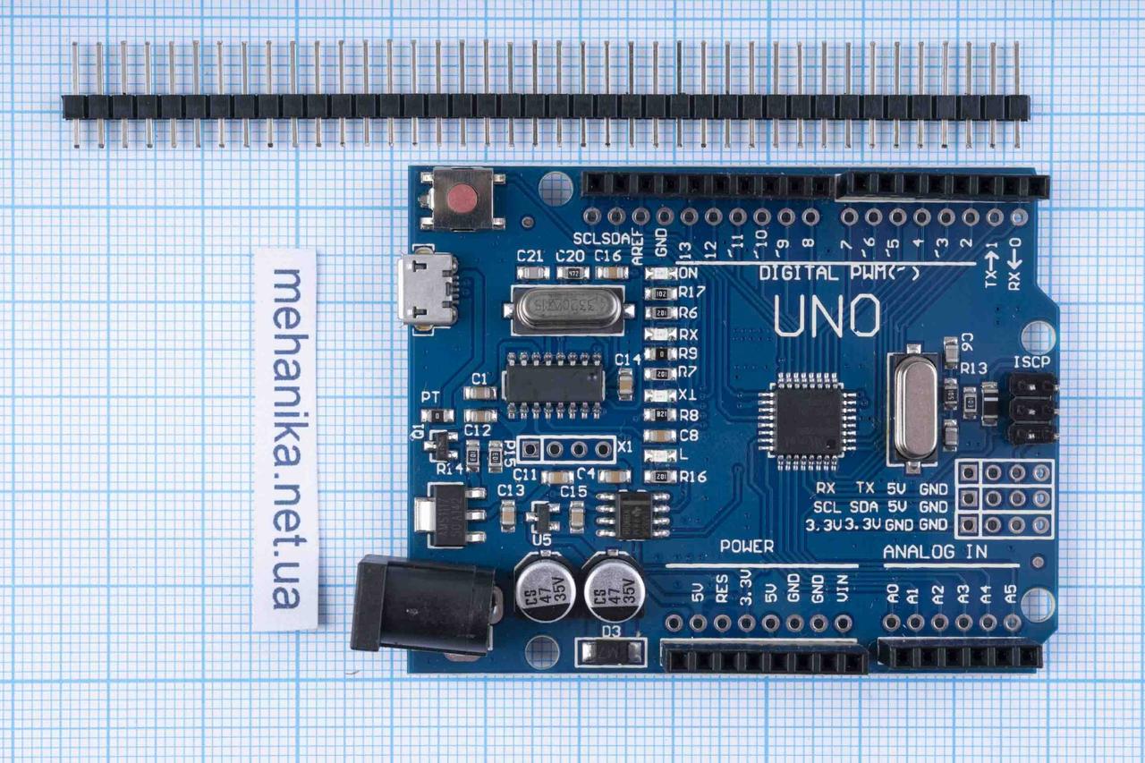 Плата микроконтроллера Arduino UNO ATmega328P, microUSB: продажа, цена ...