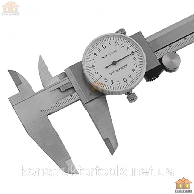 Штангенциркуль циферблатний 150мм +/- 0.02мм/м з глибиноміром пластиковий кейс INTERTOOL MT-3015 ...