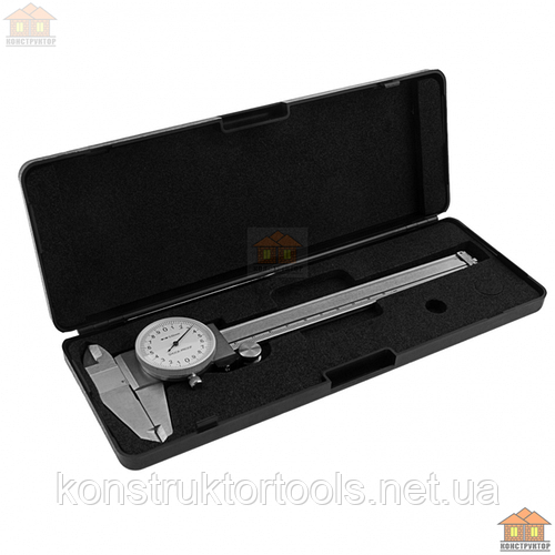 Штангенциркуль циферблатний 150мм +/- 0.02мм/м з глибиноміром пластиковий кейс INTERTOOL MT-3015 ...