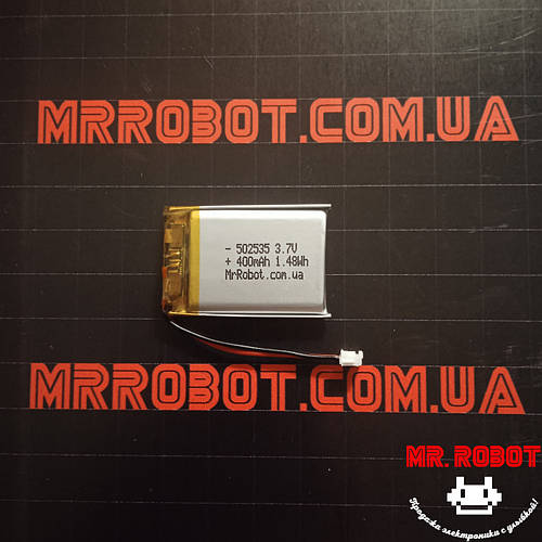 Акумулятор 502535 Li-Pol 3.7V 400mAh (5мм x 25мм x 35мм) з захистом PCB ...