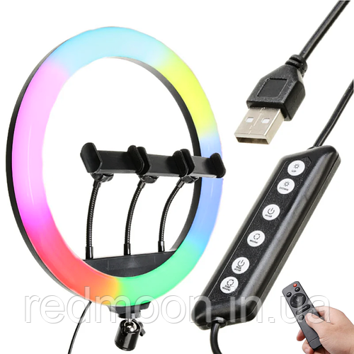 Купить Кольцевая лампа 45 см RGB, MJ45 / Светодиодная студийная LED лампа для съемок с 3 ...