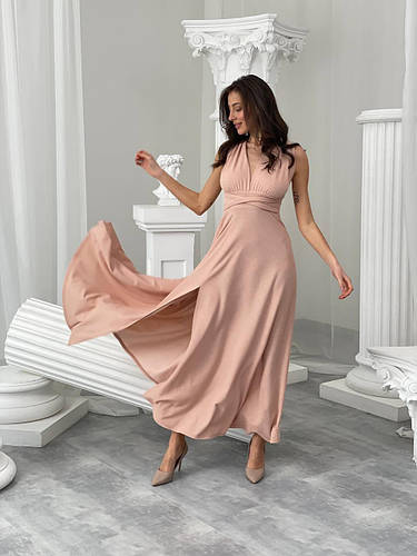 Женское вечернее платье- трансформер, с разрезом на ноге, 4 цвета Бежевый (ID#1837764667), цена ...