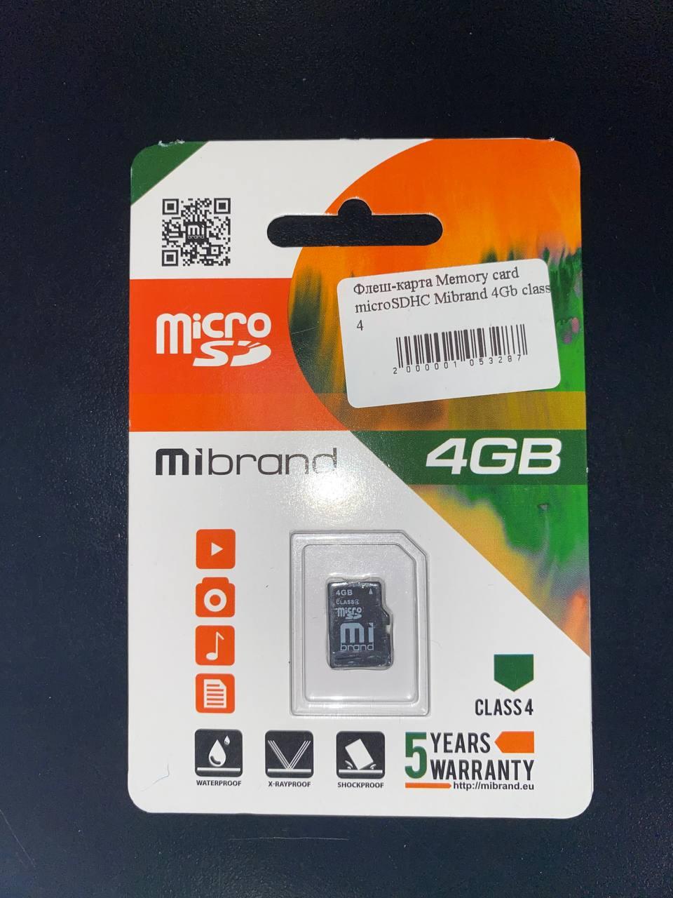 Купити Флеш-карта Memory card microSDHC Mibrand 4Gb class 4, ціна 130 ...