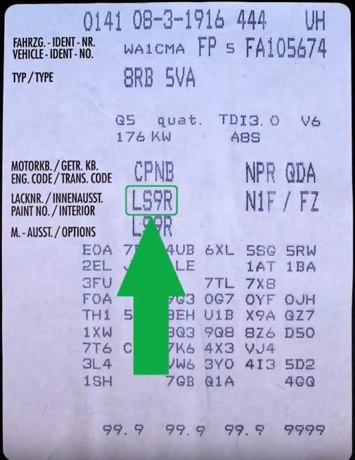 Де знайти код фарби на Audi. Статті компанії «TANDEM SHOP: Автотовари ...