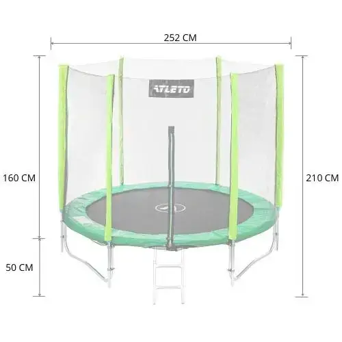 Батут детский Atleto (Атлето) 252 см с двойными ногами с сеткой зеленый (21000802) (ID ...