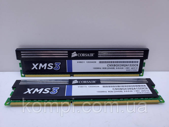 Купить Оперативная память Corsair 8gb Kit 2x4gb Ddr3 1333 Mhz цена