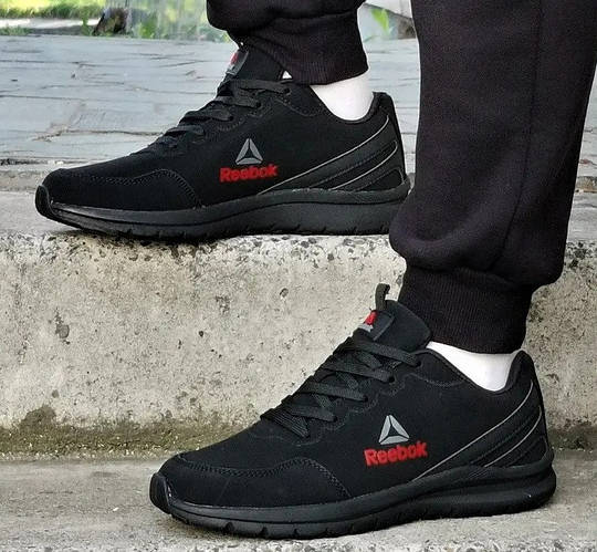 Мужские Кроссовки Reebok Black Стильные Черные Рибок Нубук Экокожа 41 ...