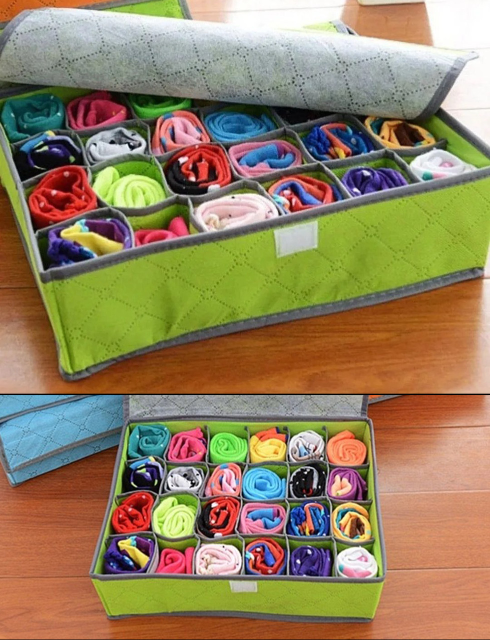 Органайзер для білизни 26х35см Салатовий органайзер з тканини для шухляд для білизни шкарпеток