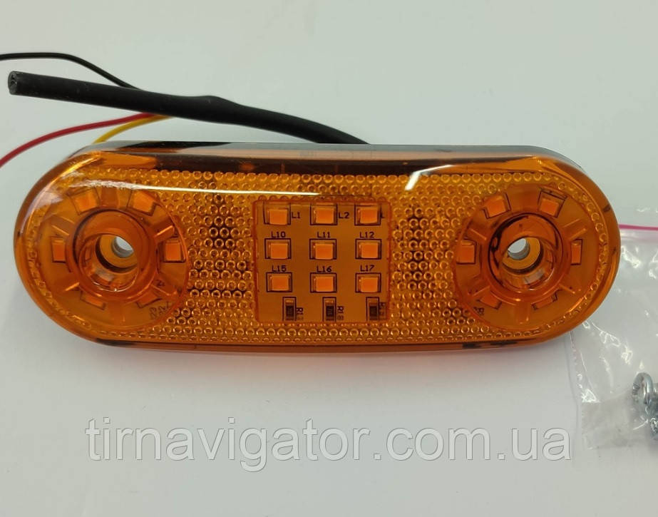 Габарит боковой светодиодный LED желтый стробоскоп 12-24В 21-диод (ID ...