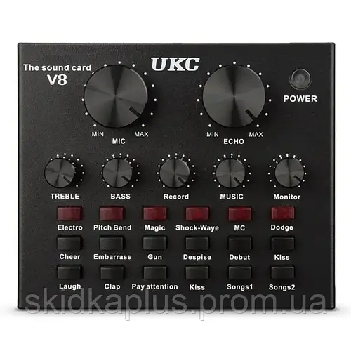 Купити Звукова карта UKC V8 зовнішня з Bluetooth Black 301998 SP, код: 7811578, ціна 580.98 ...